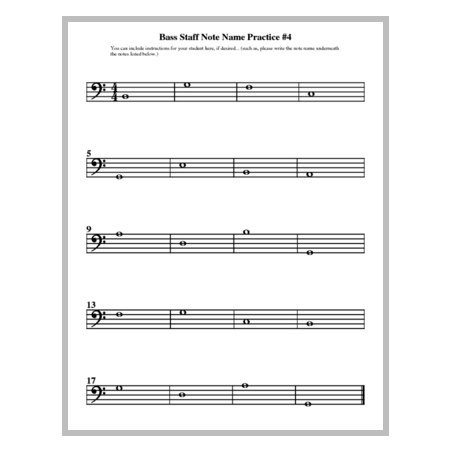 Bass Staff Note Name Practice Collection