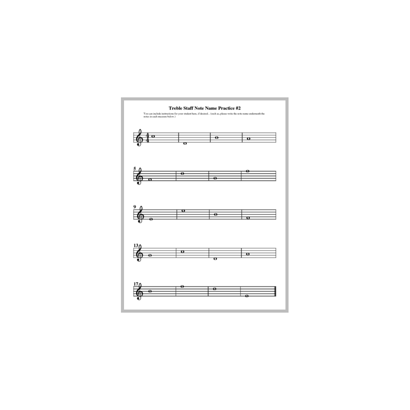 Treble Staff Note Name Practice Collection