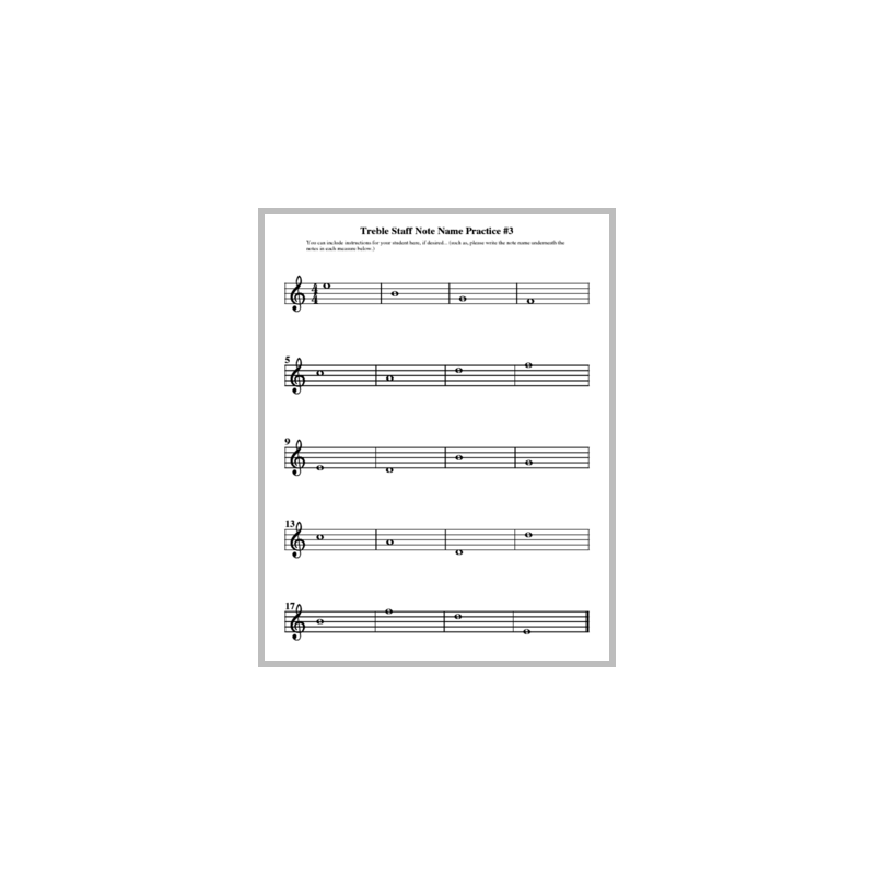 Treble Staff Note Name Practice Collection
