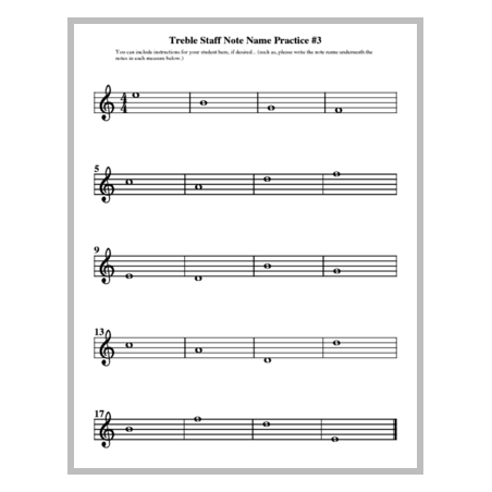 Treble Staff Note Name Practice Collection