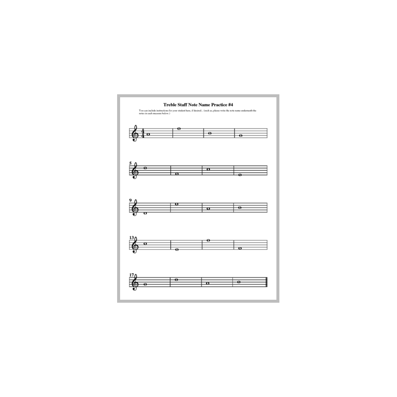Treble Staff Note Name Practice Collection