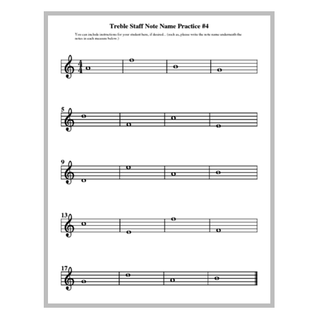 Treble Staff Note Name Practice Collection