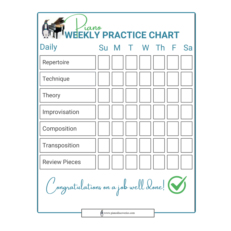 Weekly Piano Practice Charts