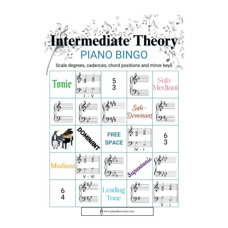 Intermediate Theory Piano Bingo