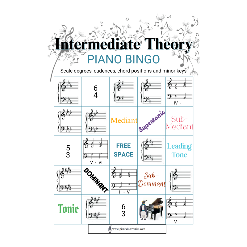 Intermediate Theory Piano Bingo